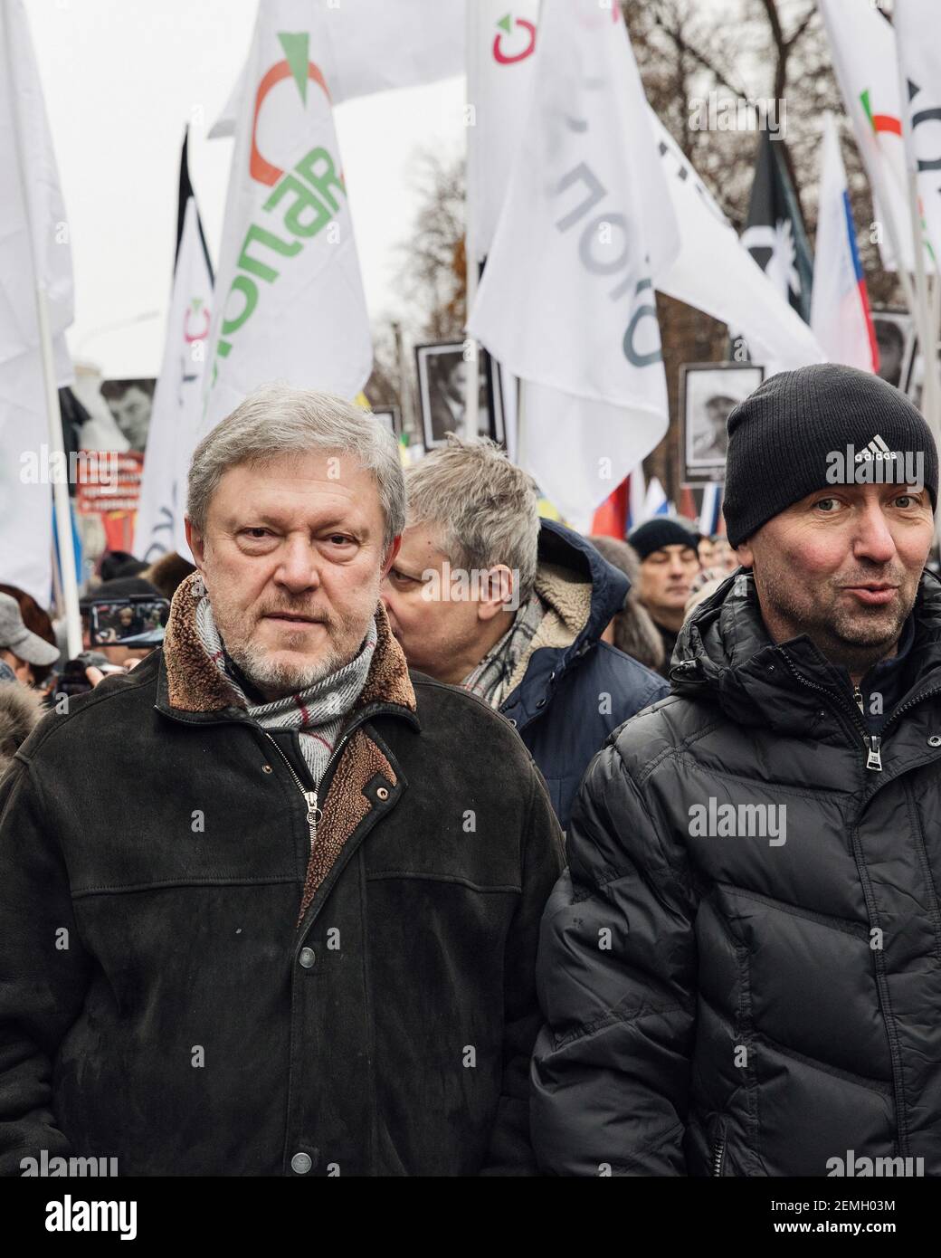 March in memory of politician Boris Nemtsov in Moscow on the Boulevard ...