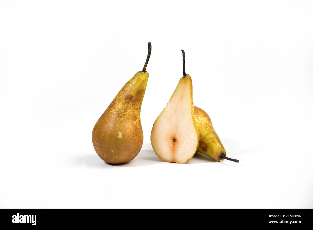 Fresh juicy yellow-green pears fruit isolated on the white background ...