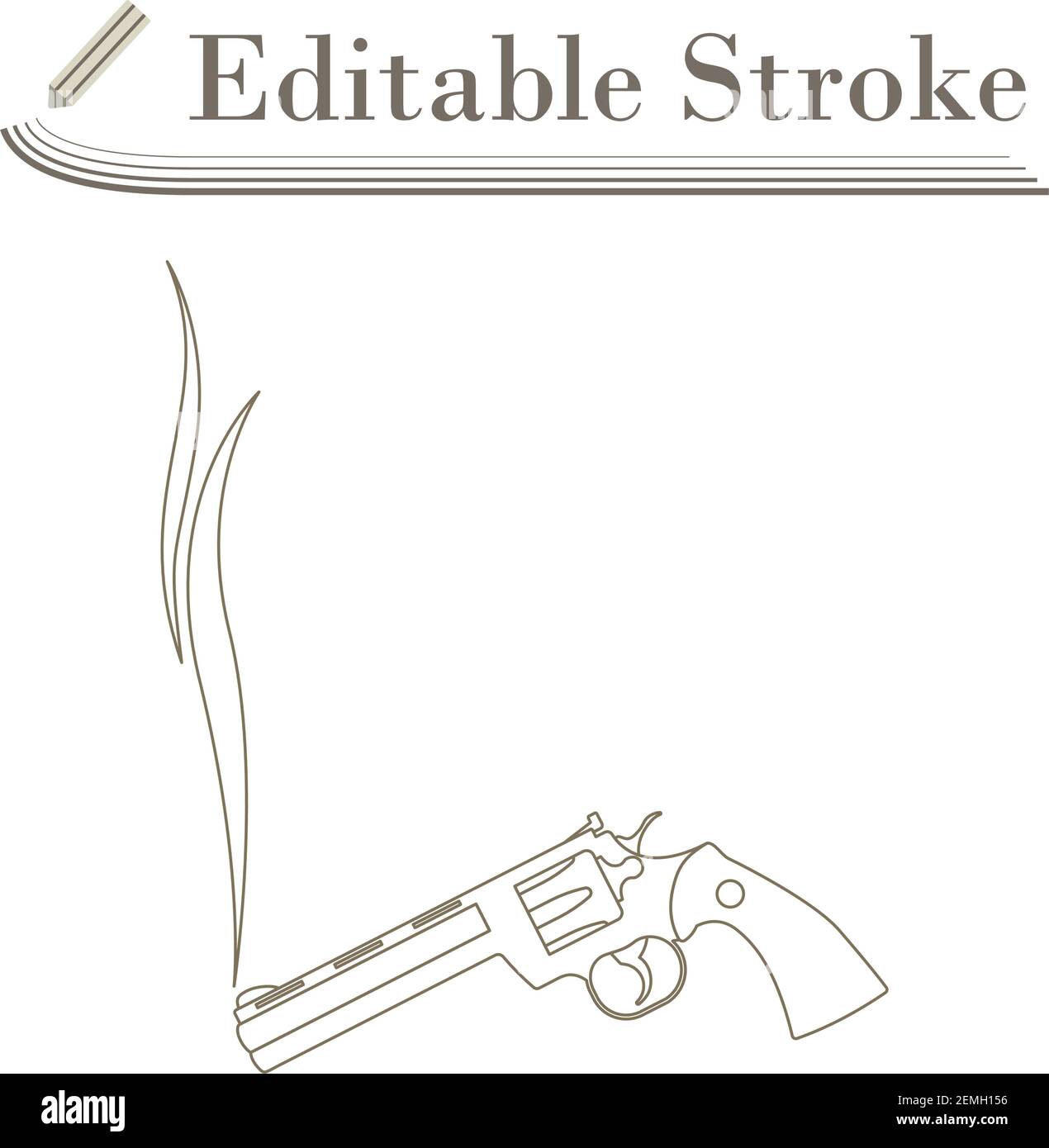 Smoking Revolver Icon. Editable Stroke Simple Design. Vector ...