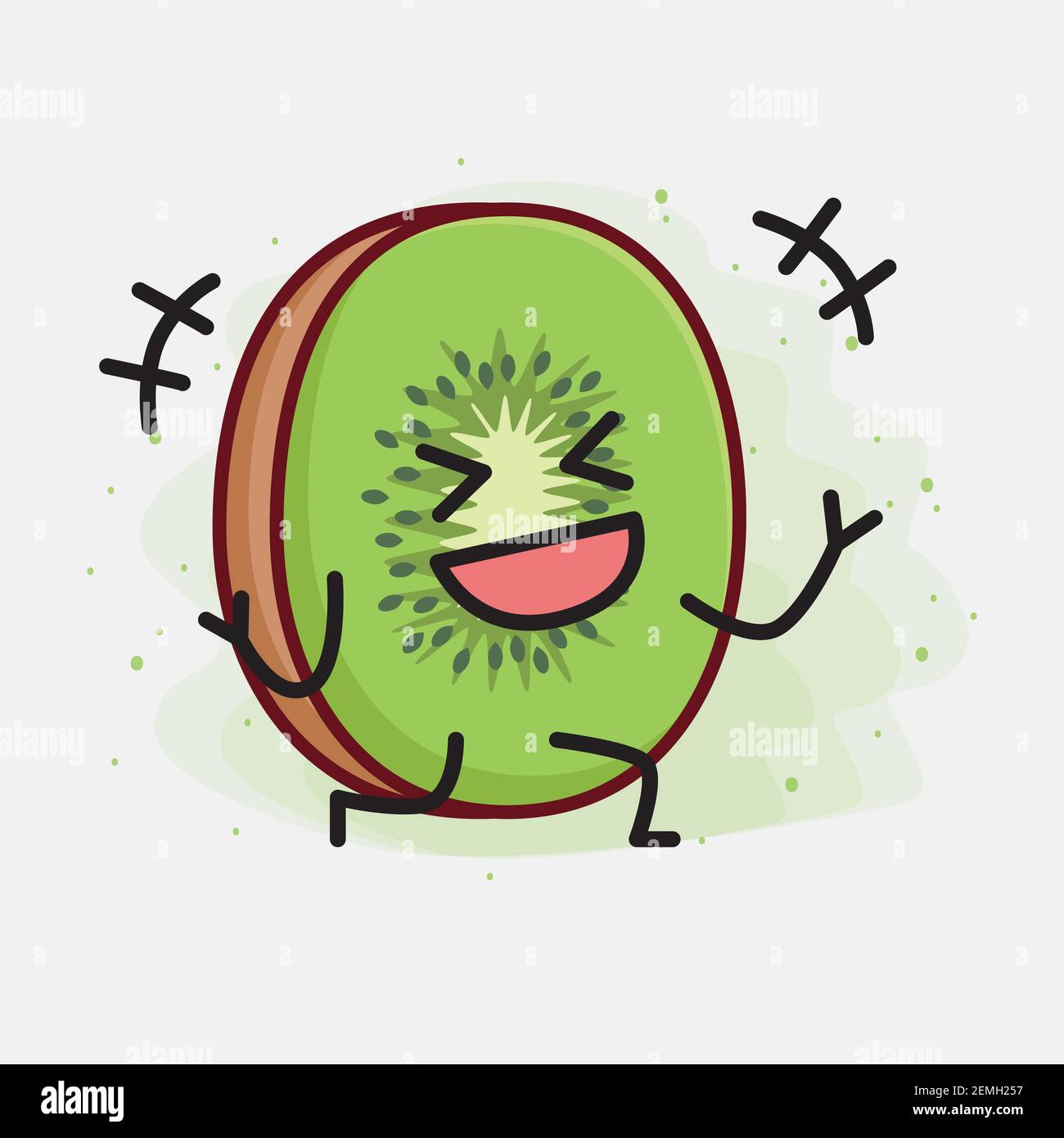 Vector Illustration of Kiwi Fruit Character with cute face, simple ...