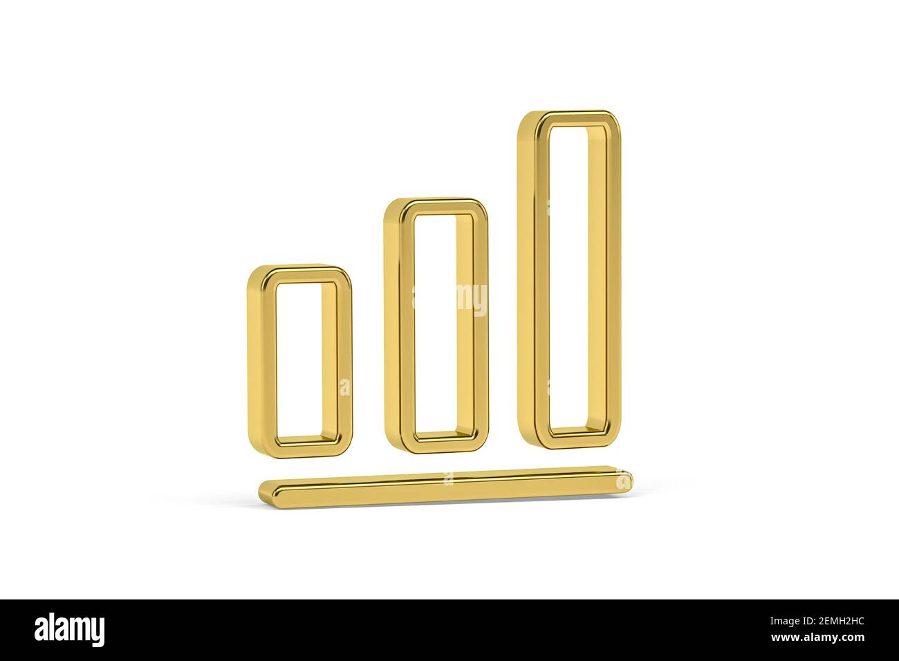 Golden 3d bar chart icon isolated on white background - 3D render Stock ...
