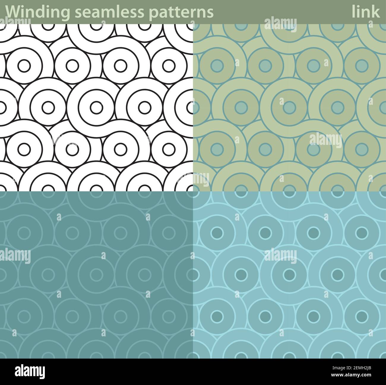 Four different versions of a seamless pattern with circular motifs ...