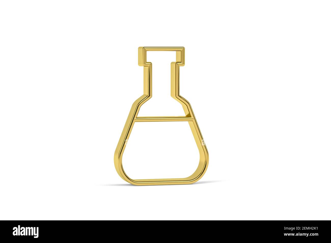 Golden 3d laboratory flask icon isolated on white background - 3D ...