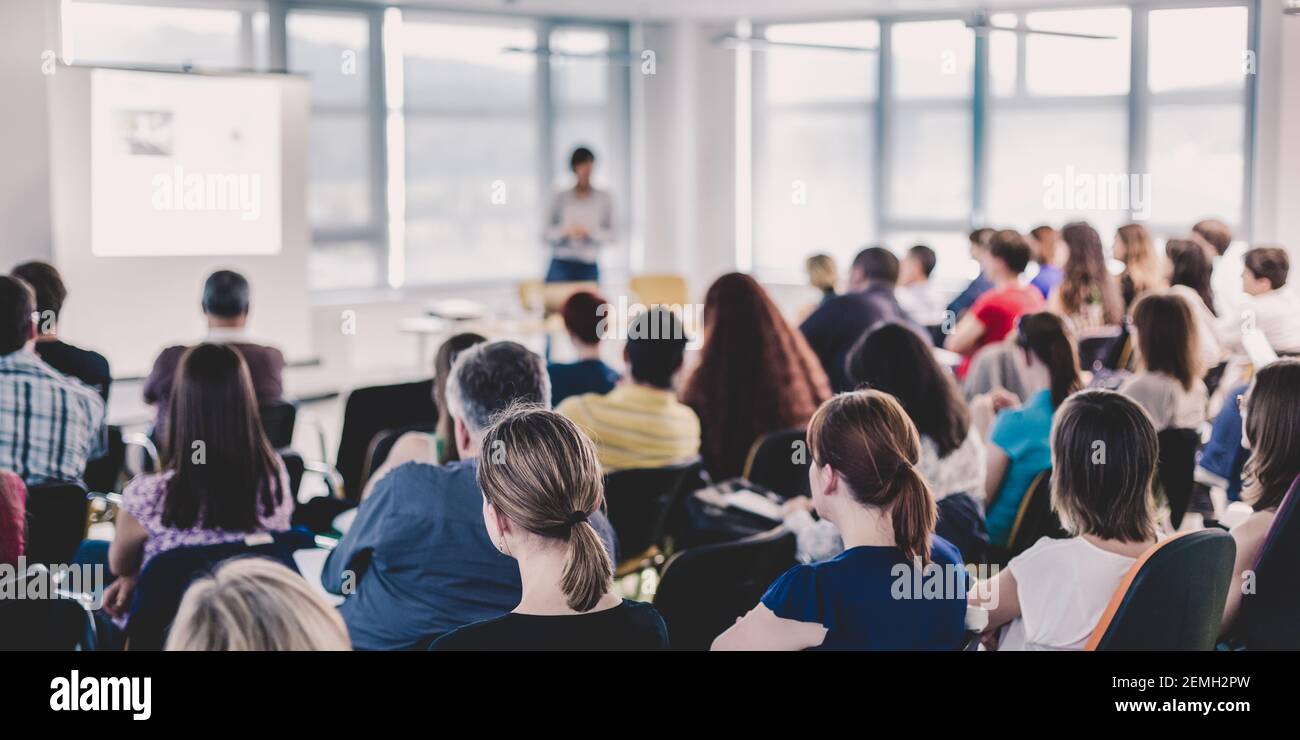 Speaker giving presentation on business conference Stock Photo - Alamy