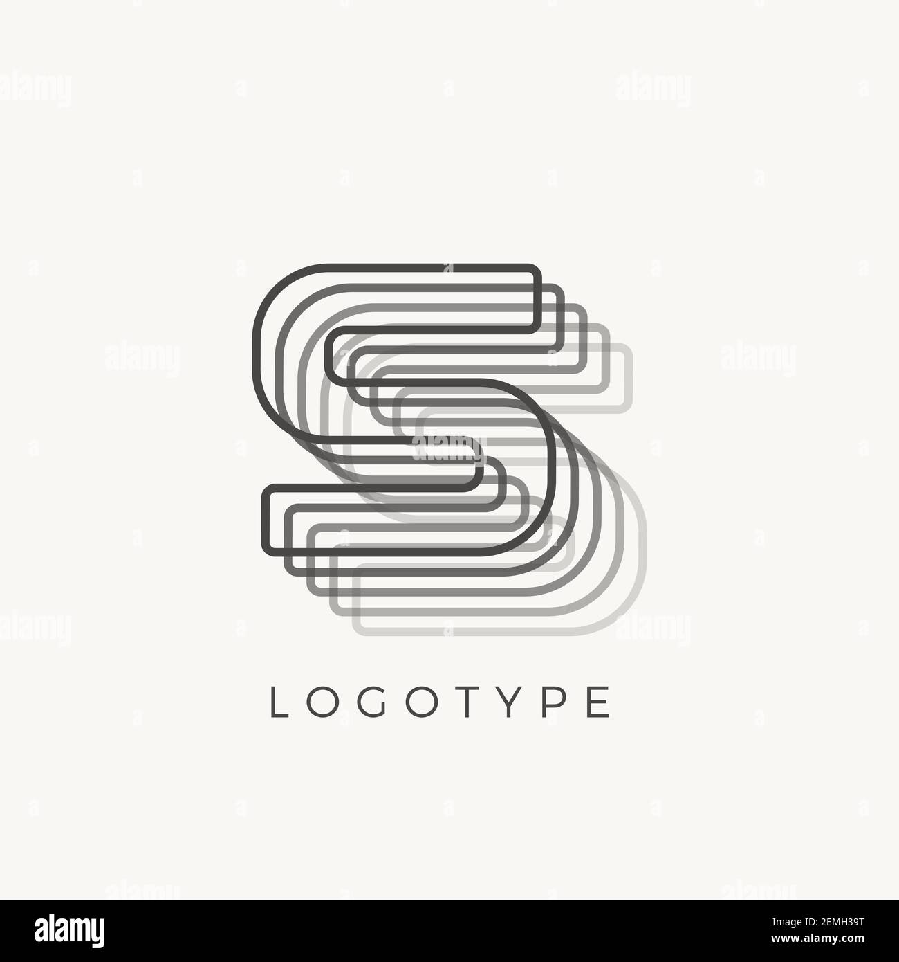 Letter S of outline stripes, blend effect letter for monogram and logo ...