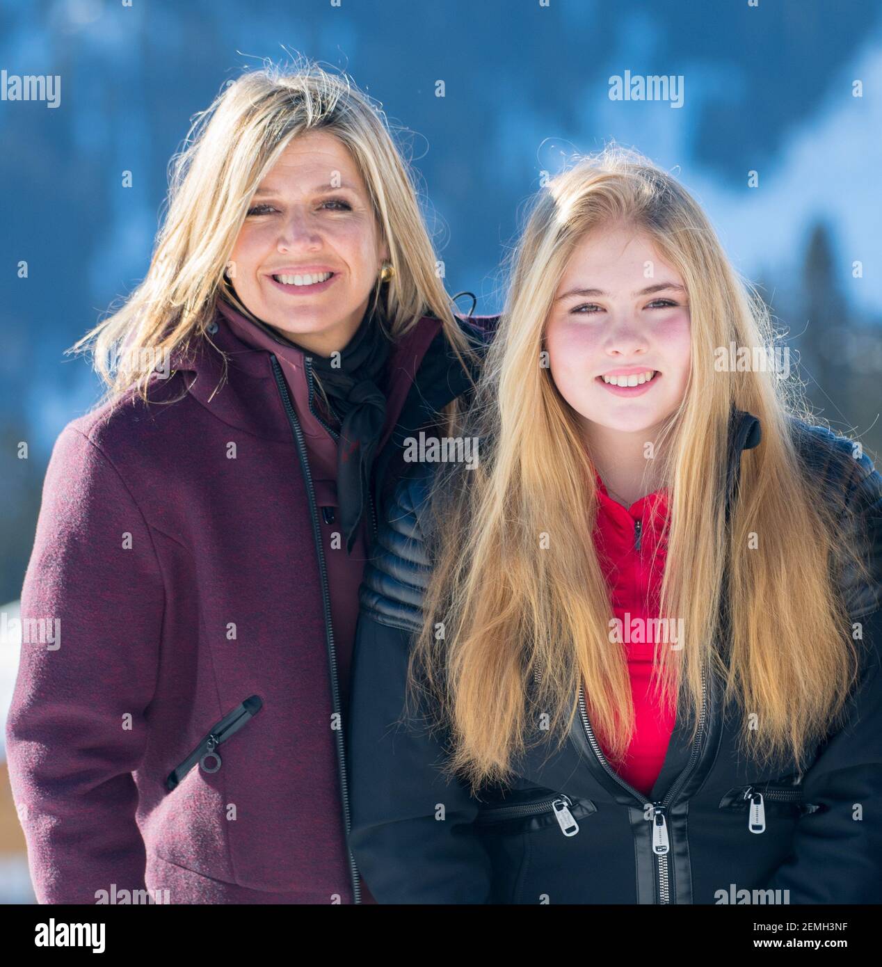 Queen Maxima and Princess Amalia during the annual winter Royal photoc ...