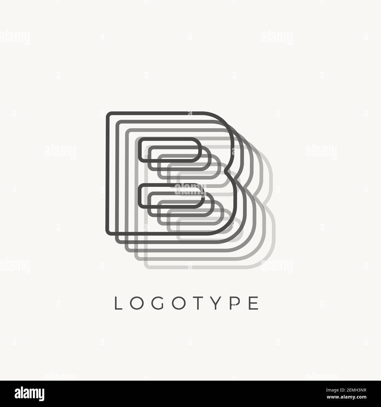 Letter B of outline stripes, blend effect letter for monogram and logo ...