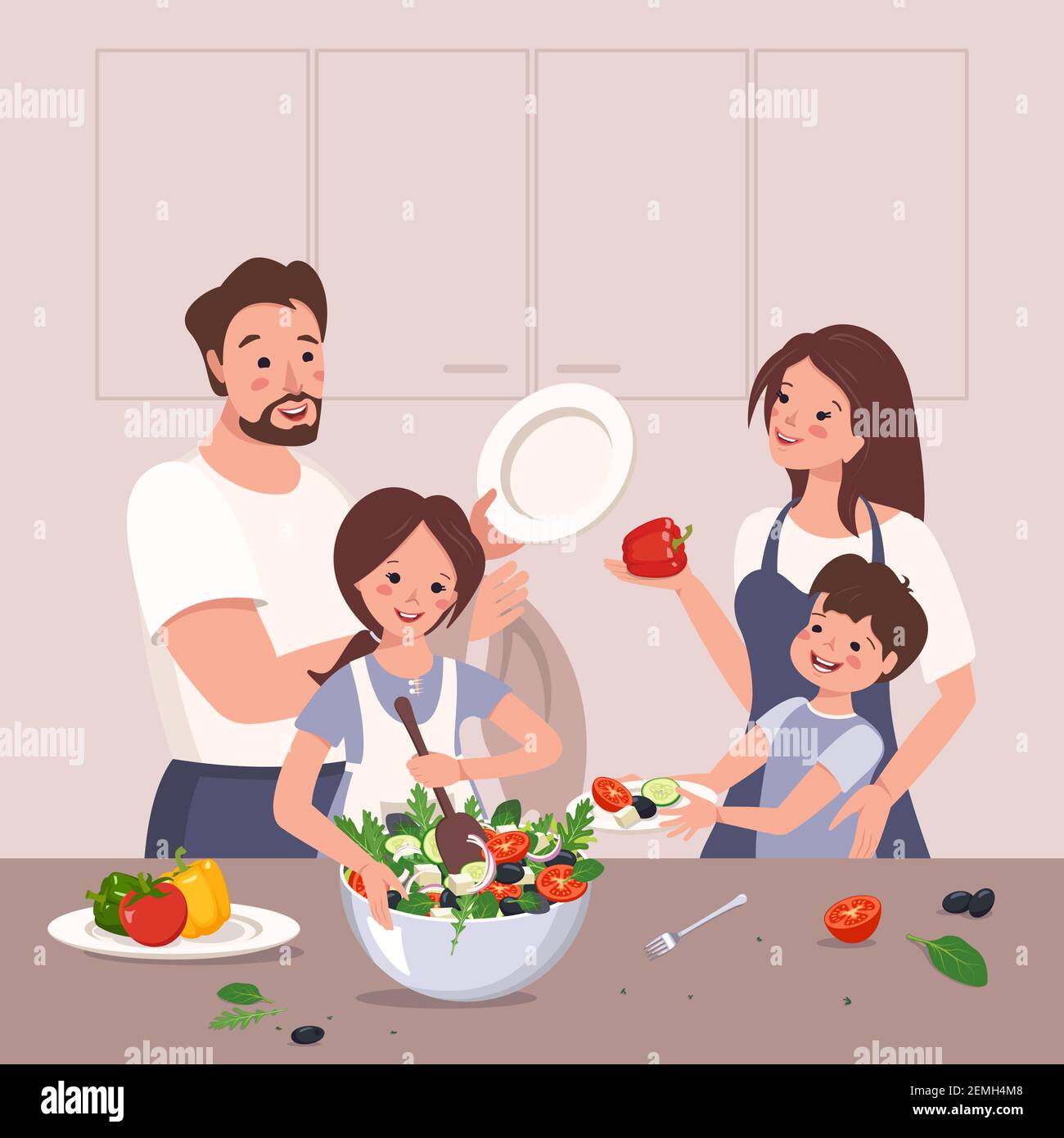 Cooking at home with kids Stock Vector Images - Alamy