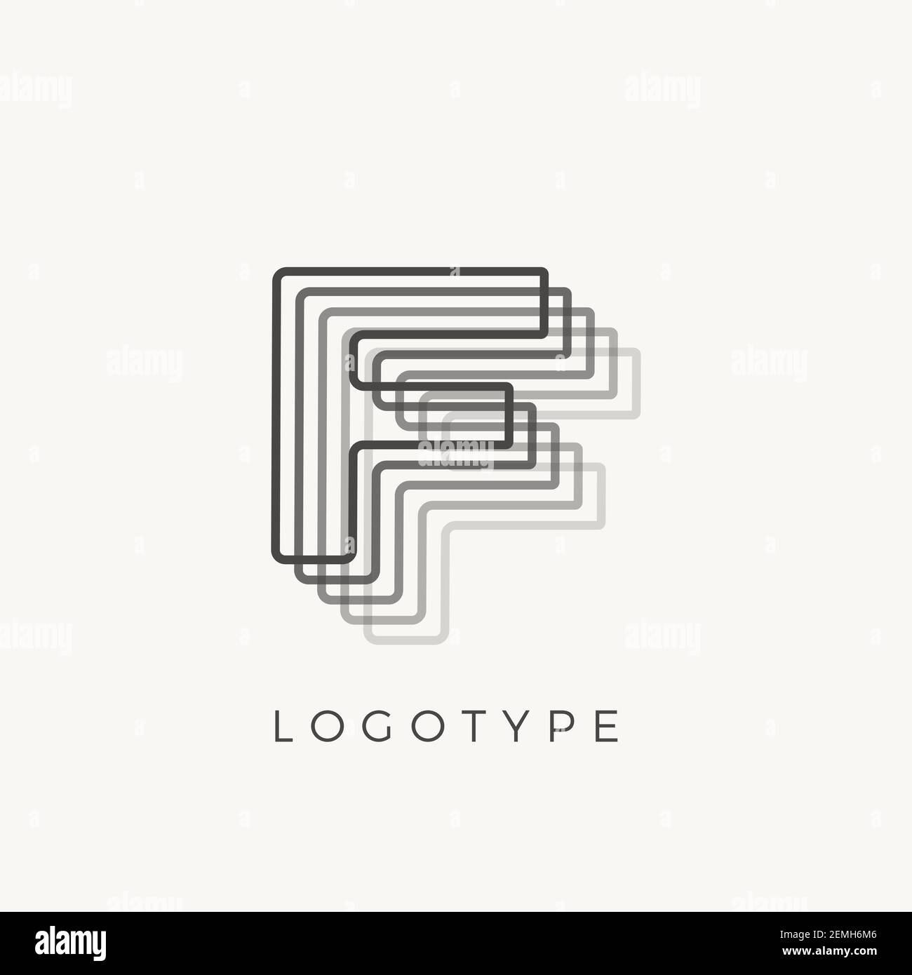 Letter F of outline stripes, blend effect letter for monogram and logo ...