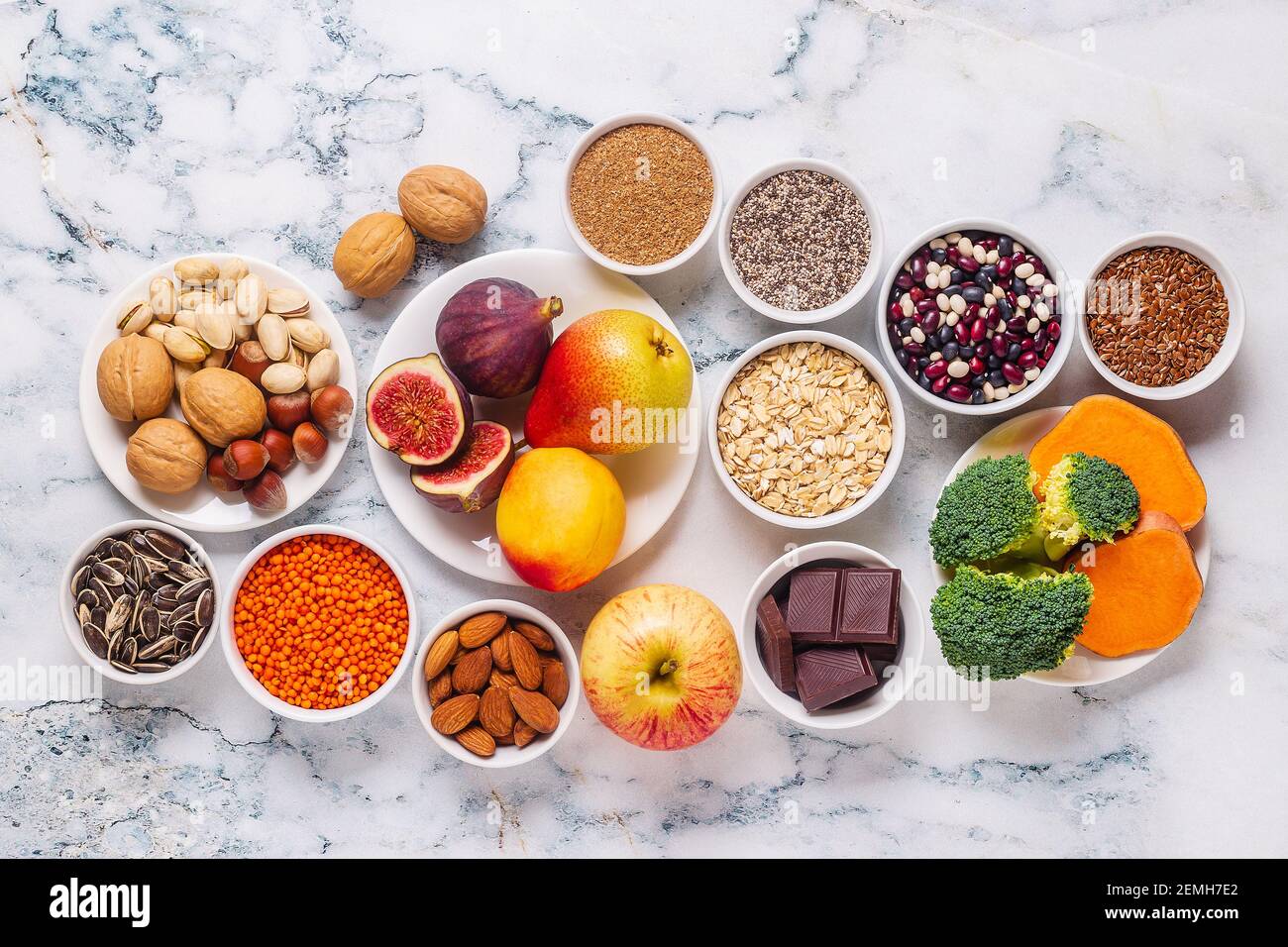 Products rich in fiber. Healthy diet food. Top view Stock Photo - Alamy