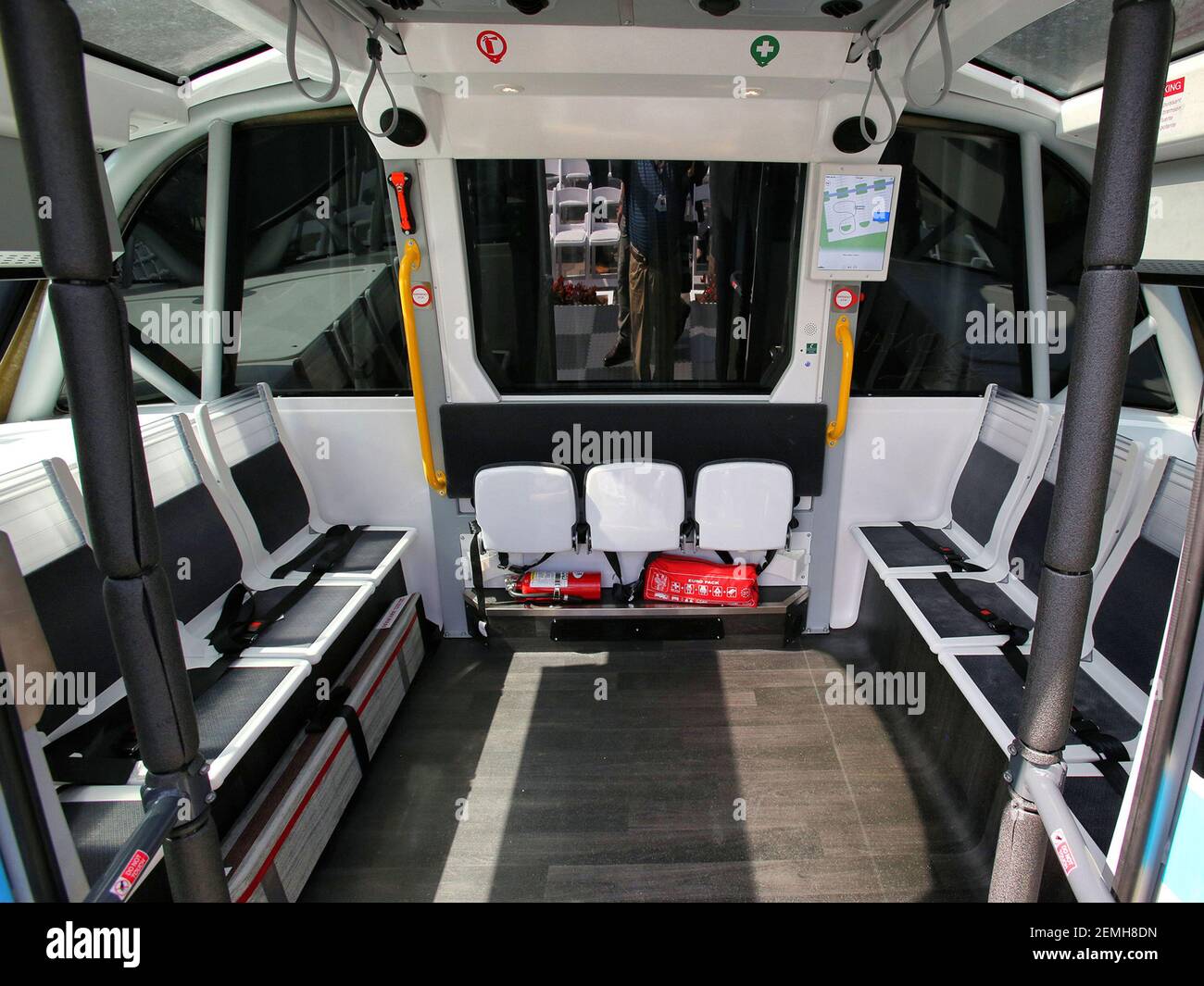 An interior view after the reveal of the Beep AUTONOM Shuttle, during a ...