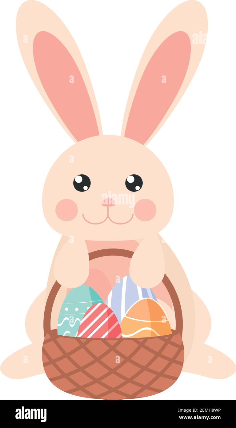 easter rabbit eggs basket cartoon Stock Vector Image & Art - Alamy