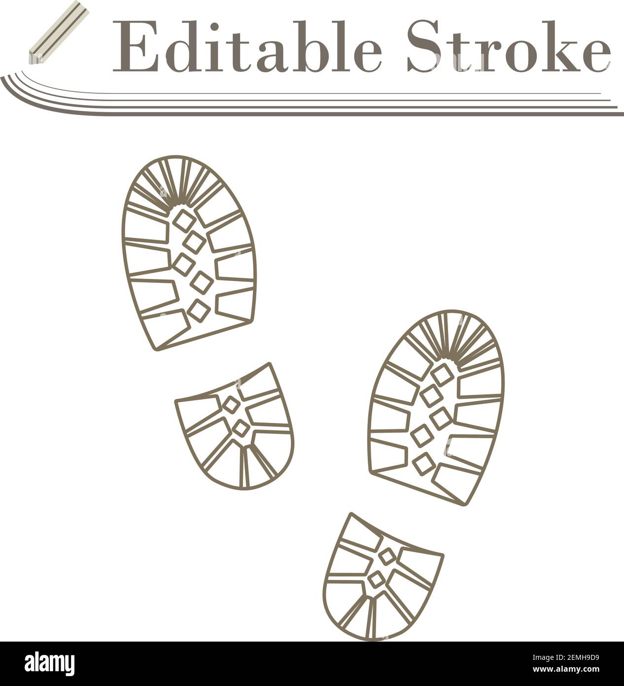 Boot Print Icon. Editable Stroke Simple Design. Vector Illustration ...