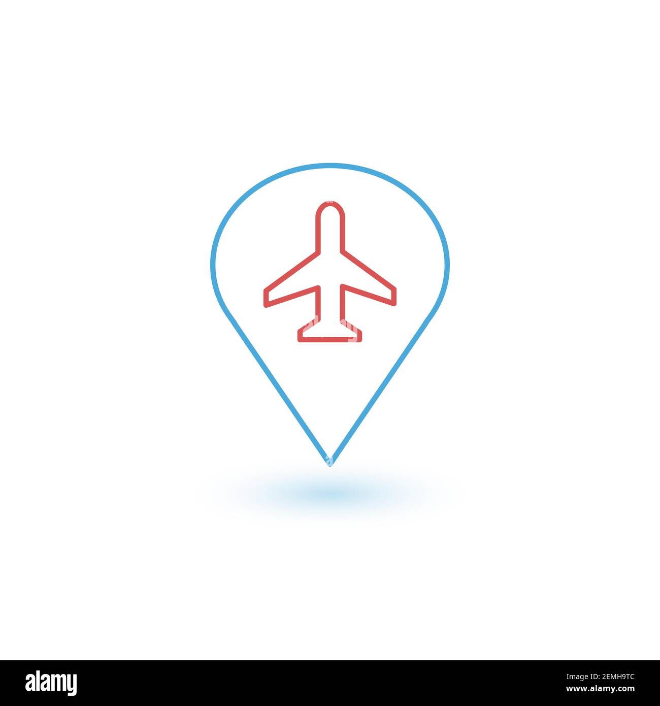 airplane map pin icon, travel linear icon. minimalism style. Stock ...
