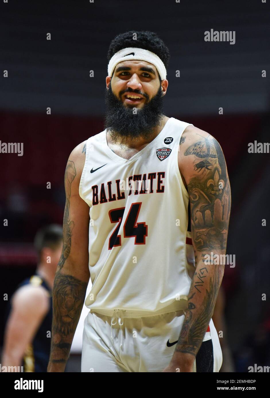 February 23, 2019: Trey Moses (24) laughs at a call by a refferee ...