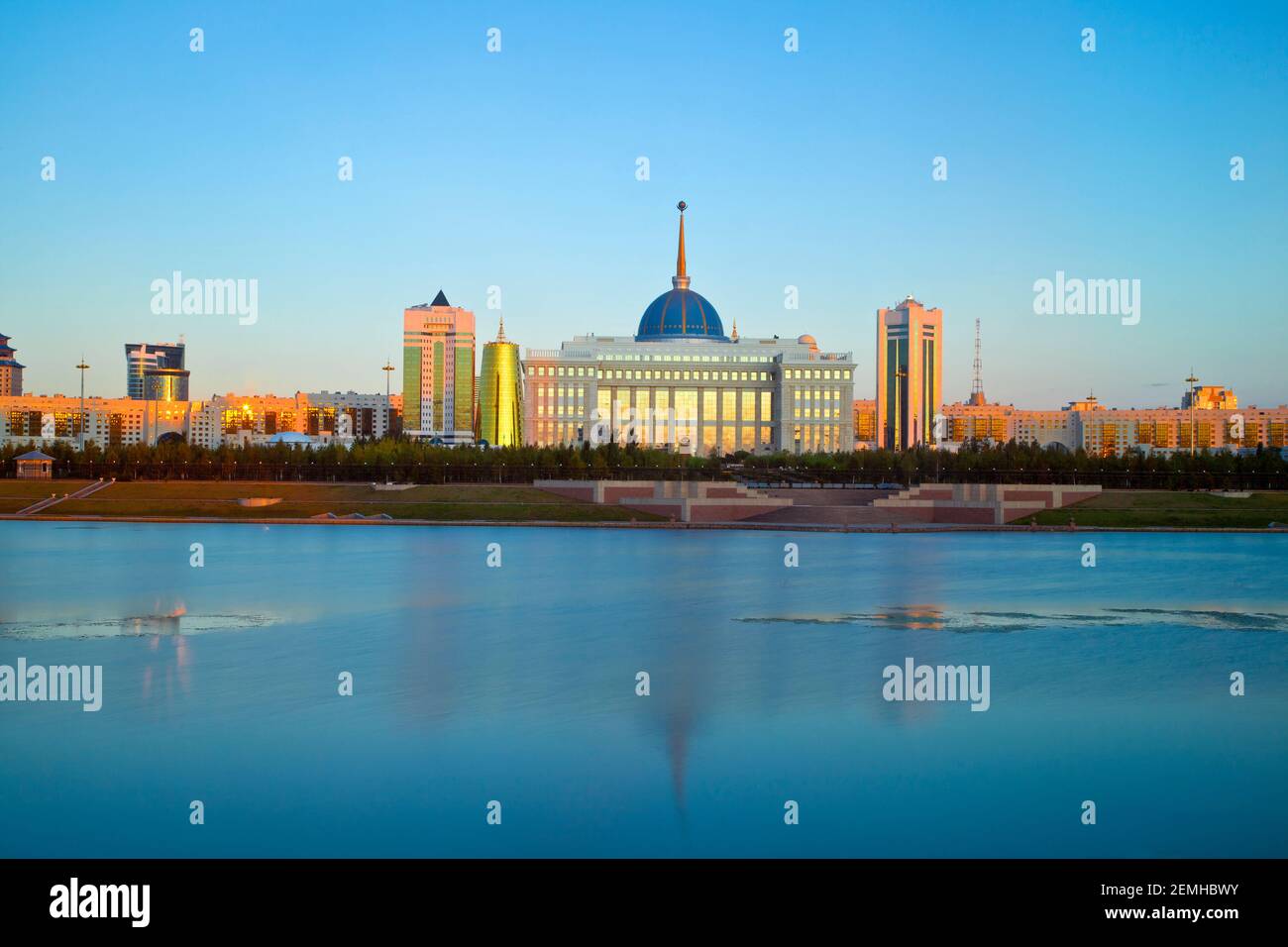Kazakhstan, Astana, View of The Ak Orda Presidential Palace, Parliament ...