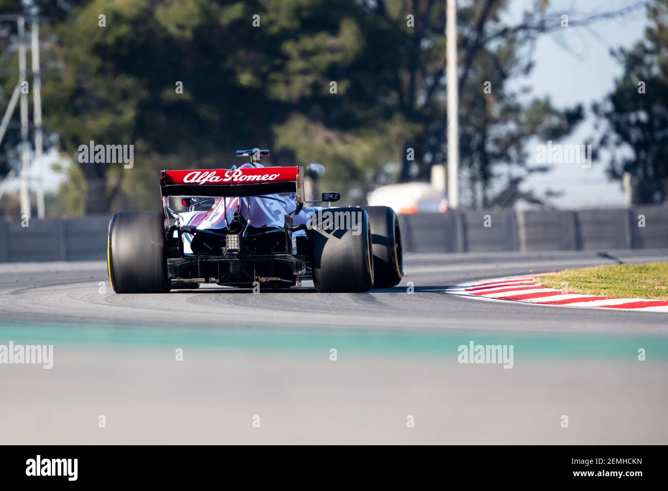 Kimi Raikkonen's (Alfa Romeo Racing) C38 car's back, seen in action ...