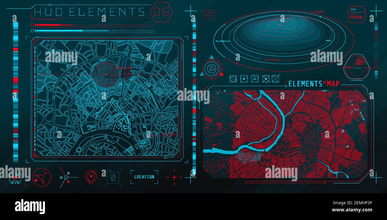A set of HUD maps elements for a futuristic interface Stock Vector Image & Art - Alamy