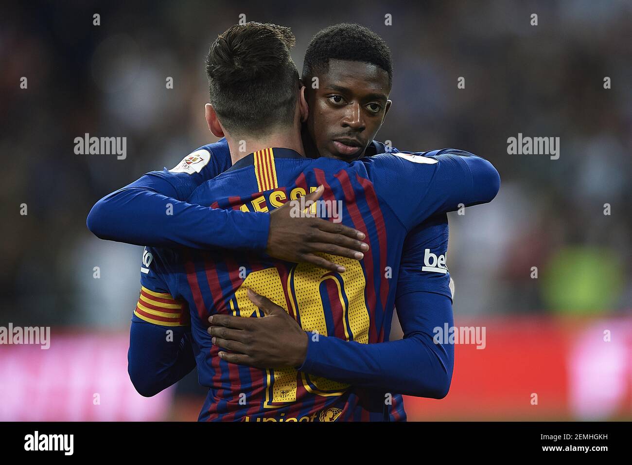 Ousmane Dembelé and Lionel Messi of FC Barcelona during the match ...