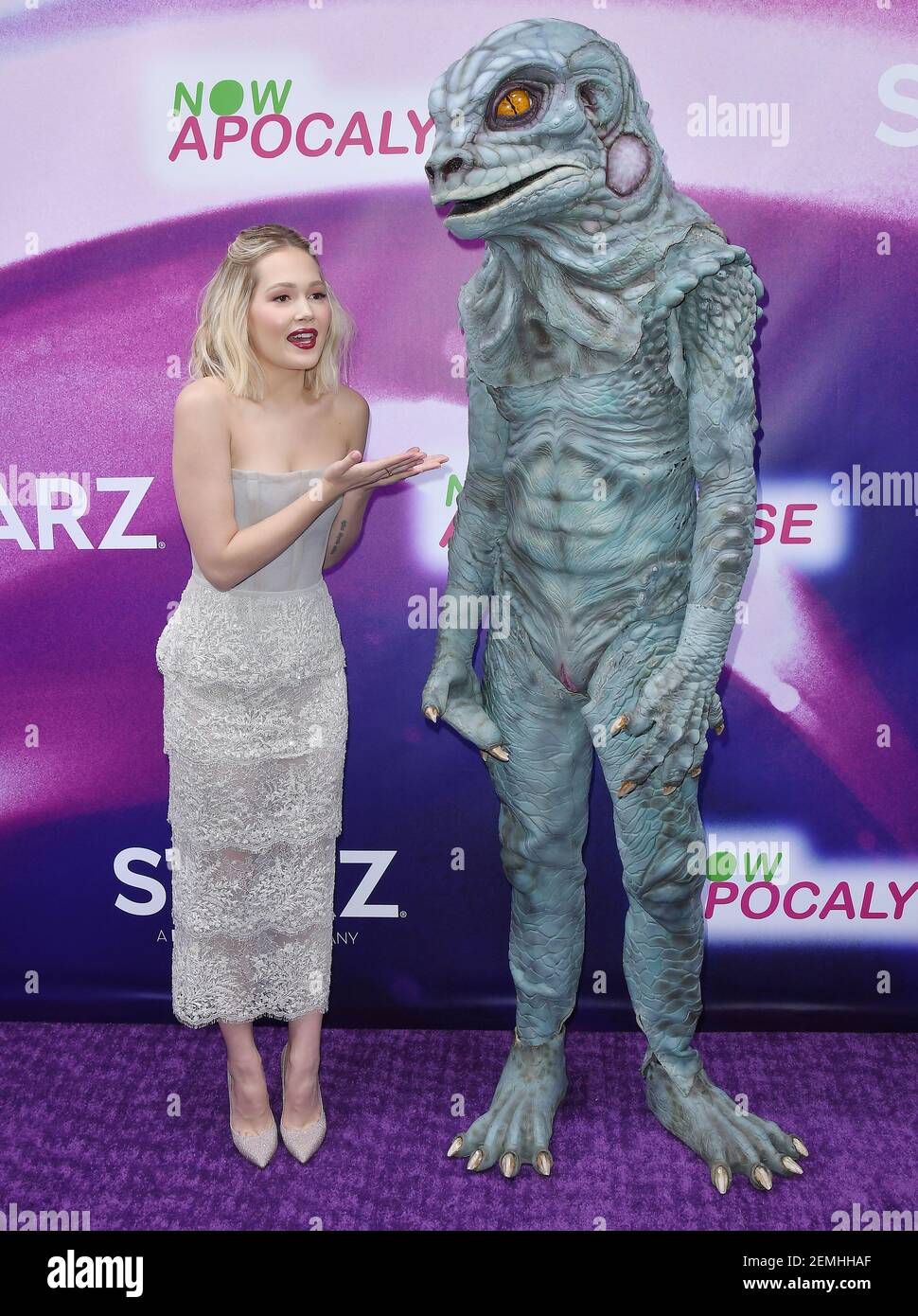 (L-R) Kelli Berglund and Alien Creature at the "Now Apocalypse" Los ...