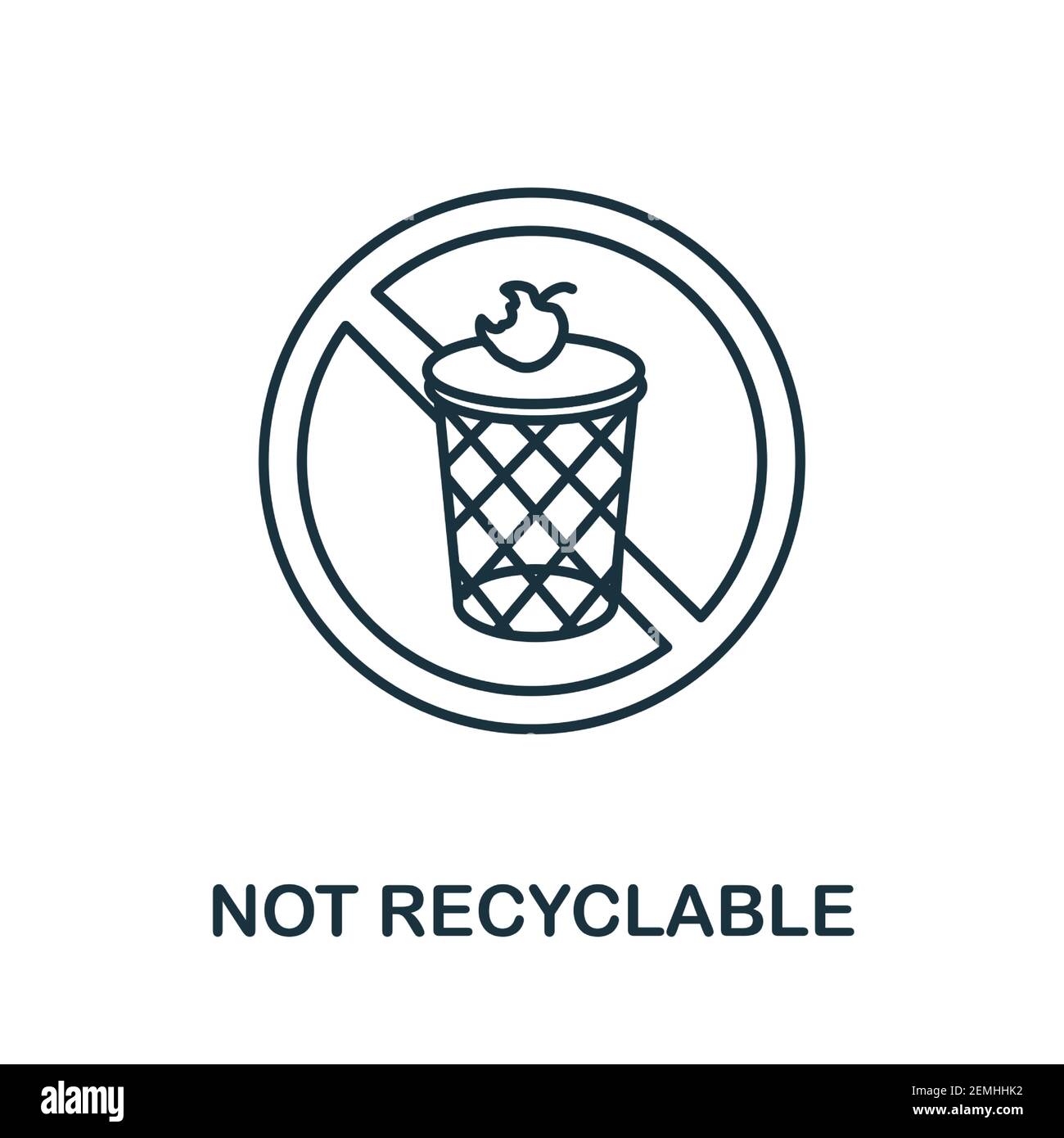 Not Recyclable icon. Simple illustration from recycling collection ...