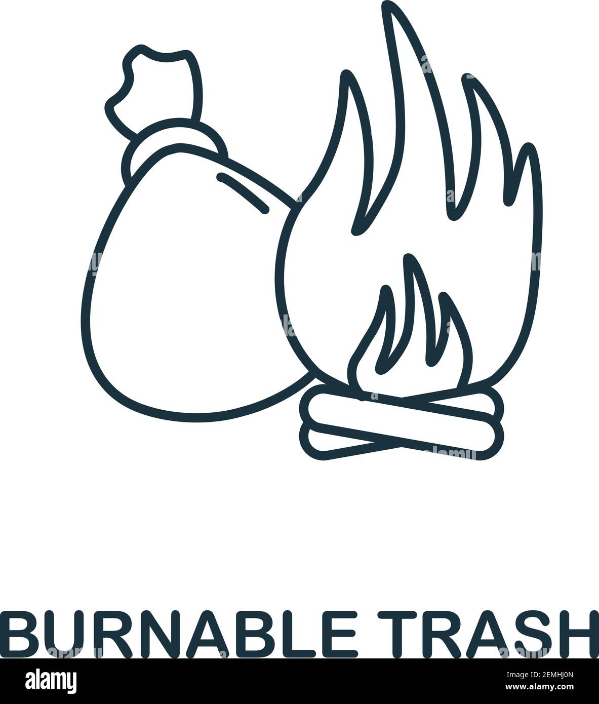 Burnable Trash icon. Simple illustration from recycling collection ...