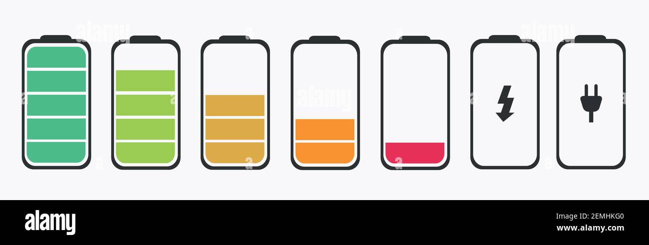 Battery icons set. Battery charging charge indicator icon Stock Vector ...