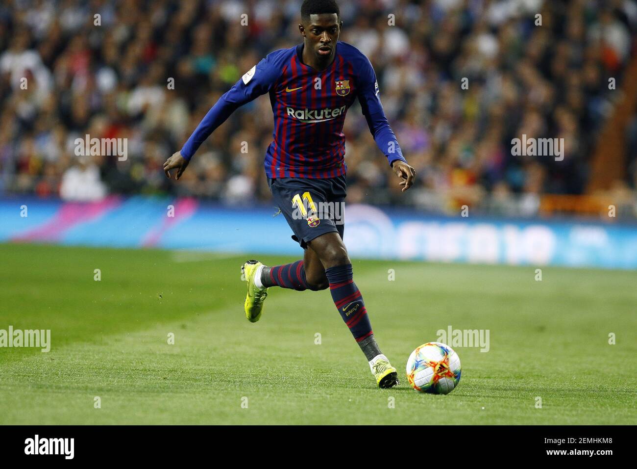 Ousmane Dembele in action during the Copa del Rey semi final second leg ...