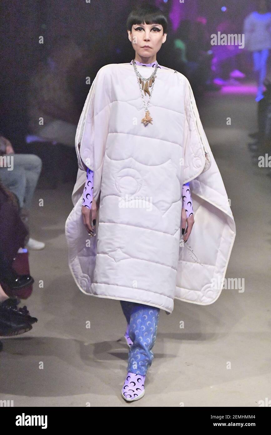 Laura Delicata walks on the runway during the Marine Serre Ready To ...