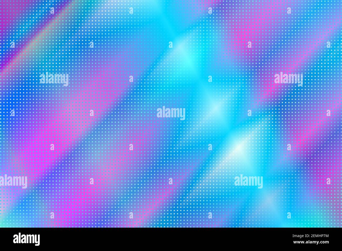 90-s style. Creative illustration in halftone style with pink and blue ...