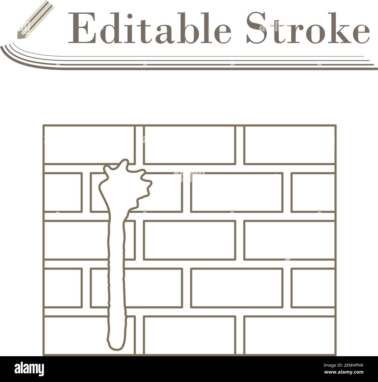 Blood On Brick Wall Icon. Editable Stroke Simple Design. Vector ...