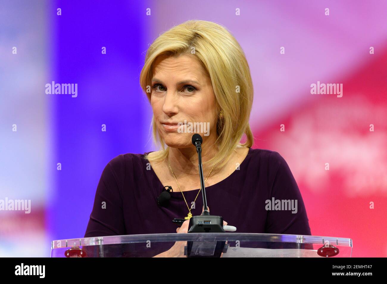 Laura Ingraham, host of The Ingraham Angle on Fox News Channel, at the ...