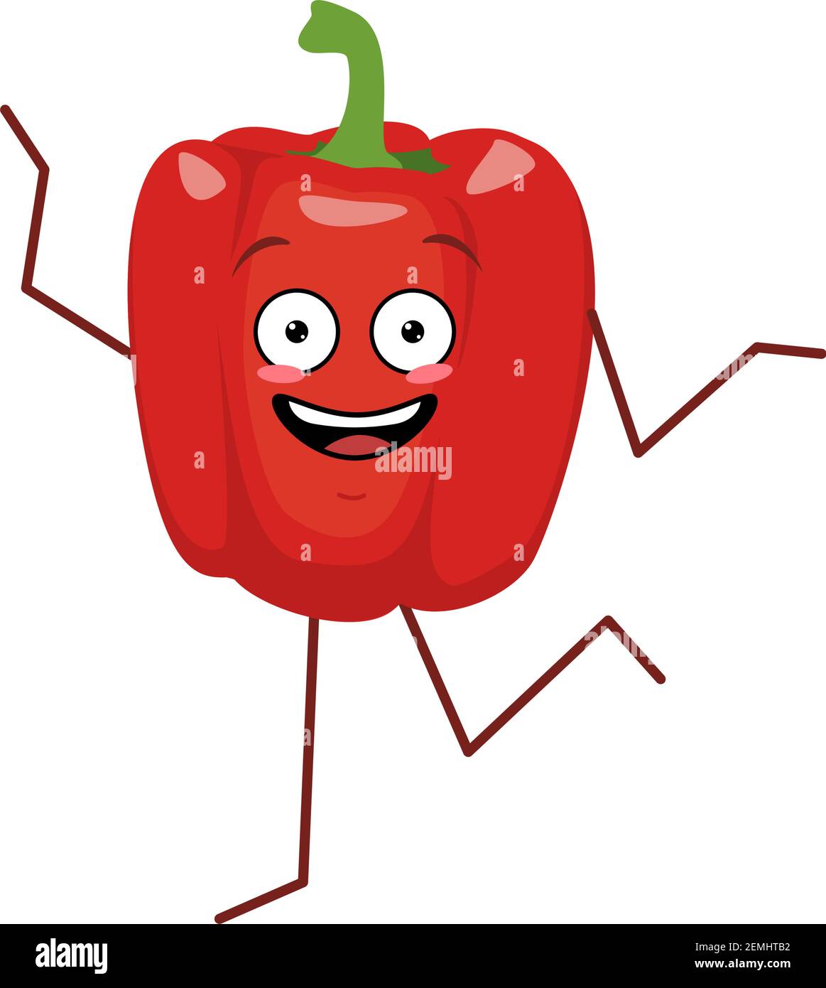 Cute character cheerful bell pepper with emotions dancing Stock Vector ...