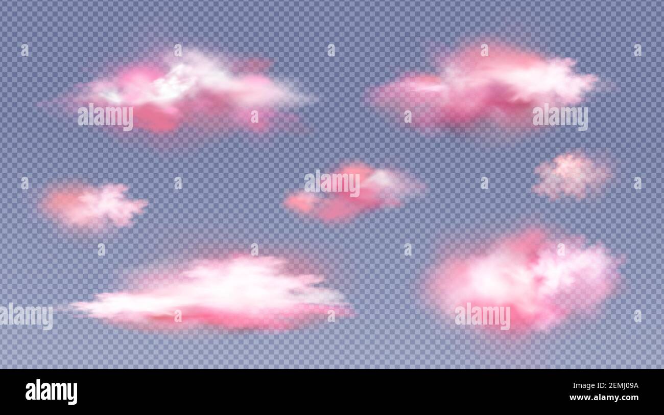 Pink clouds in sky at morning or sunset isolated on transparent ...