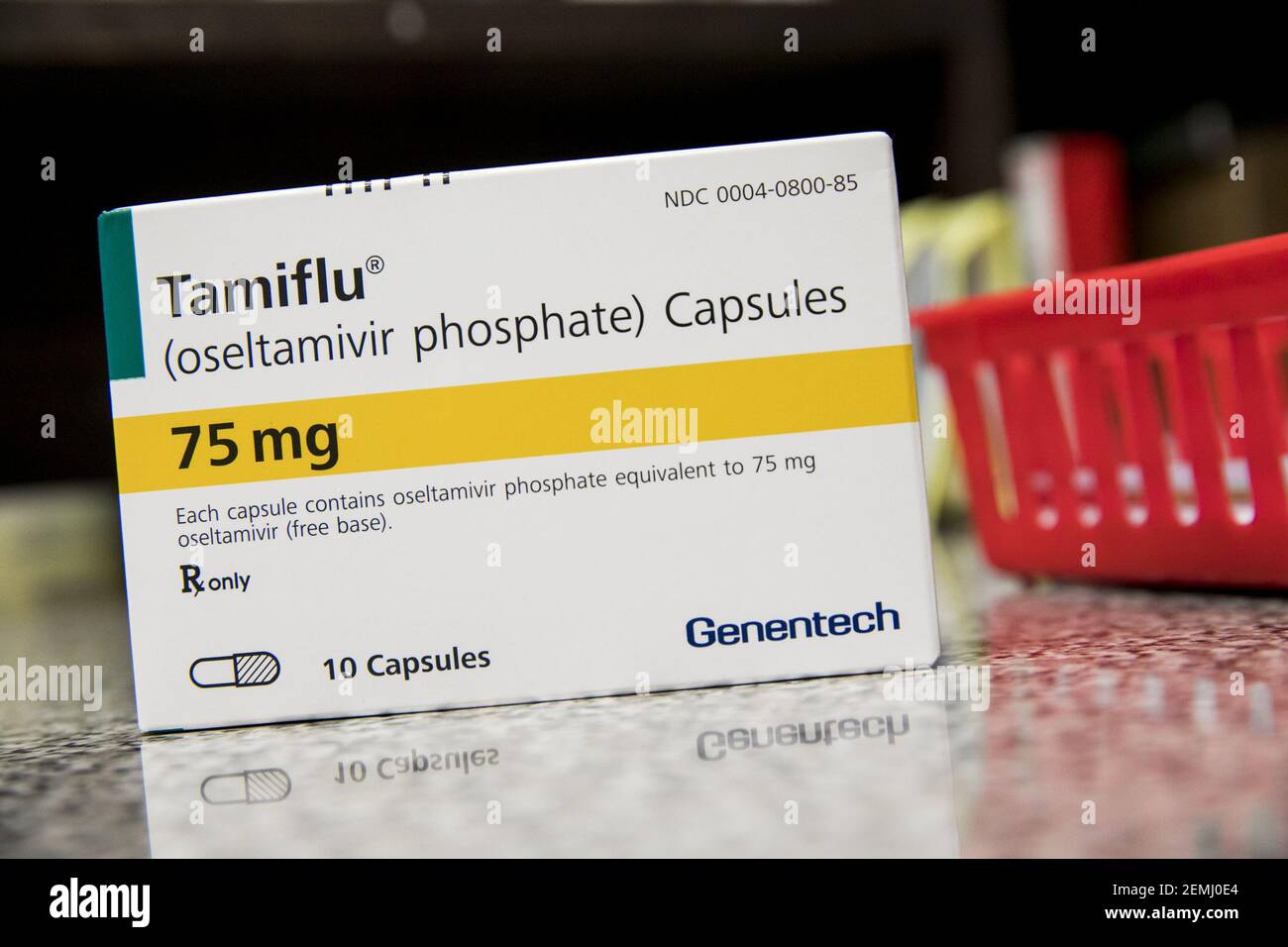 A package of Tamiflu (Oseltamivir) prescription pharmaceuticals ...