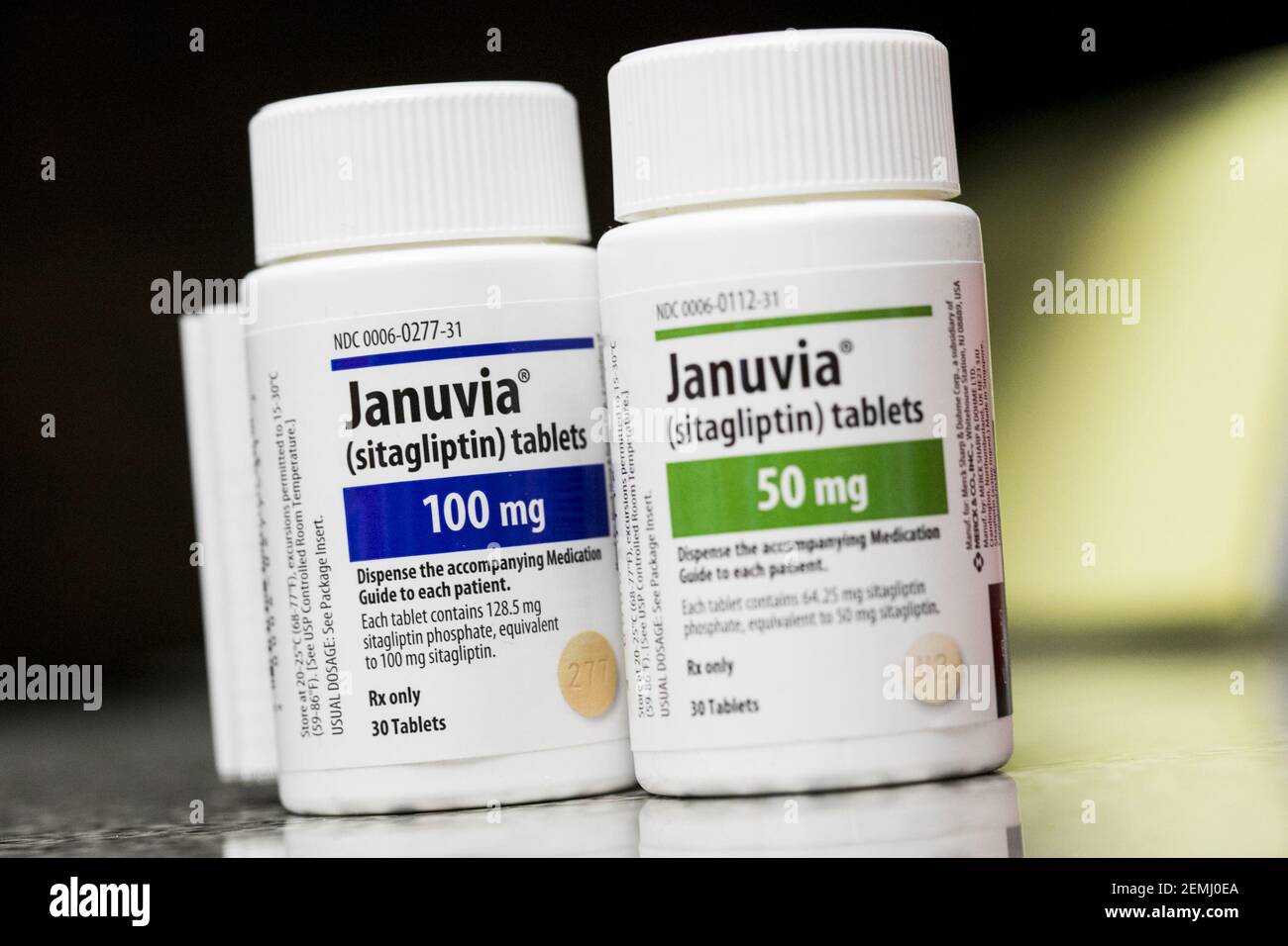 Bottles of Januvia (Sitagliptin) prescription pharmaceuticals ...