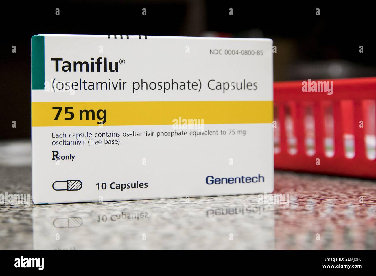 A package of Tamiflu (Oseltamivir) prescription pharmaceuticals ...