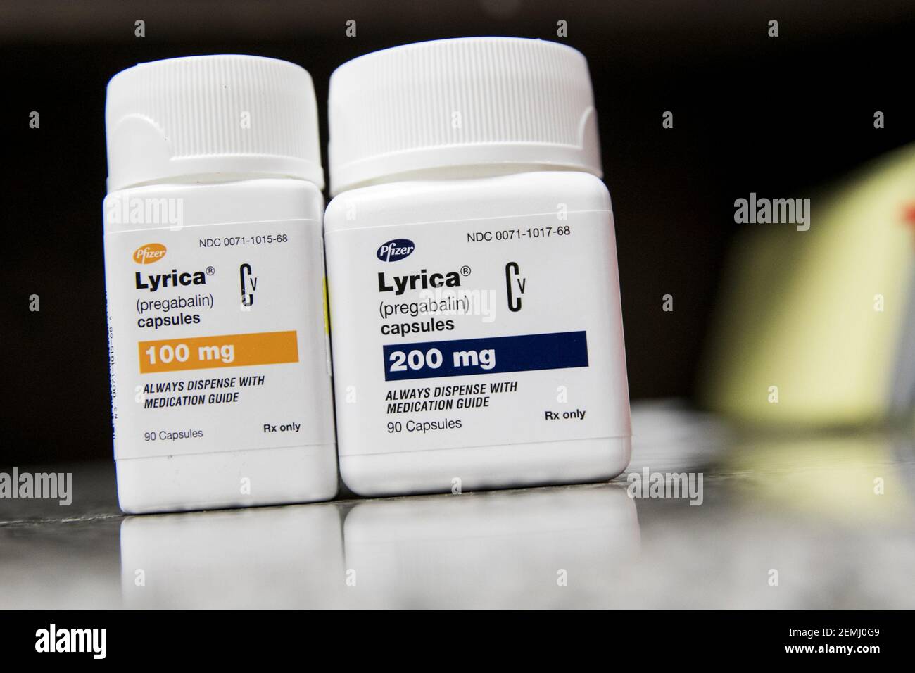 Bottles of Lyrica (Pregabalin) prescription pharmaceuticals ...