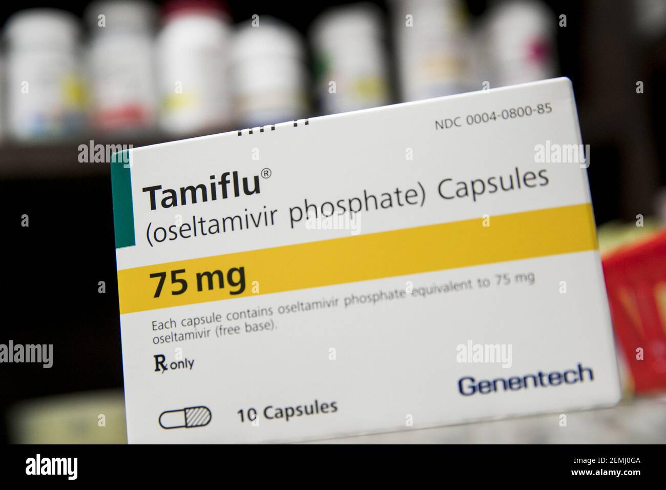 A package of Tamiflu (Oseltamivir) prescription pharmaceuticals ...