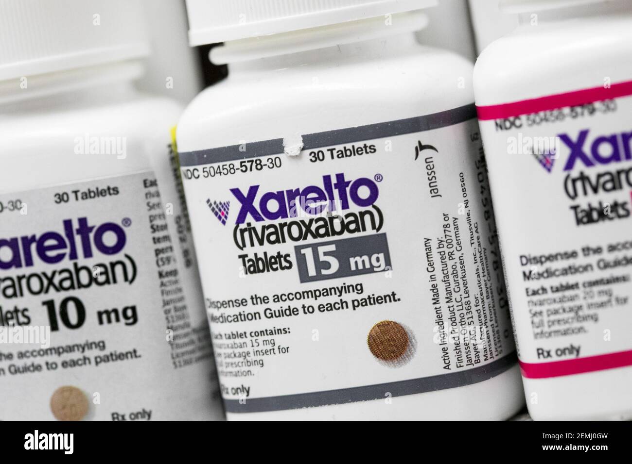 Bottles of Xarelto (Rivaroxaban) prescription pharmaceuticals ...