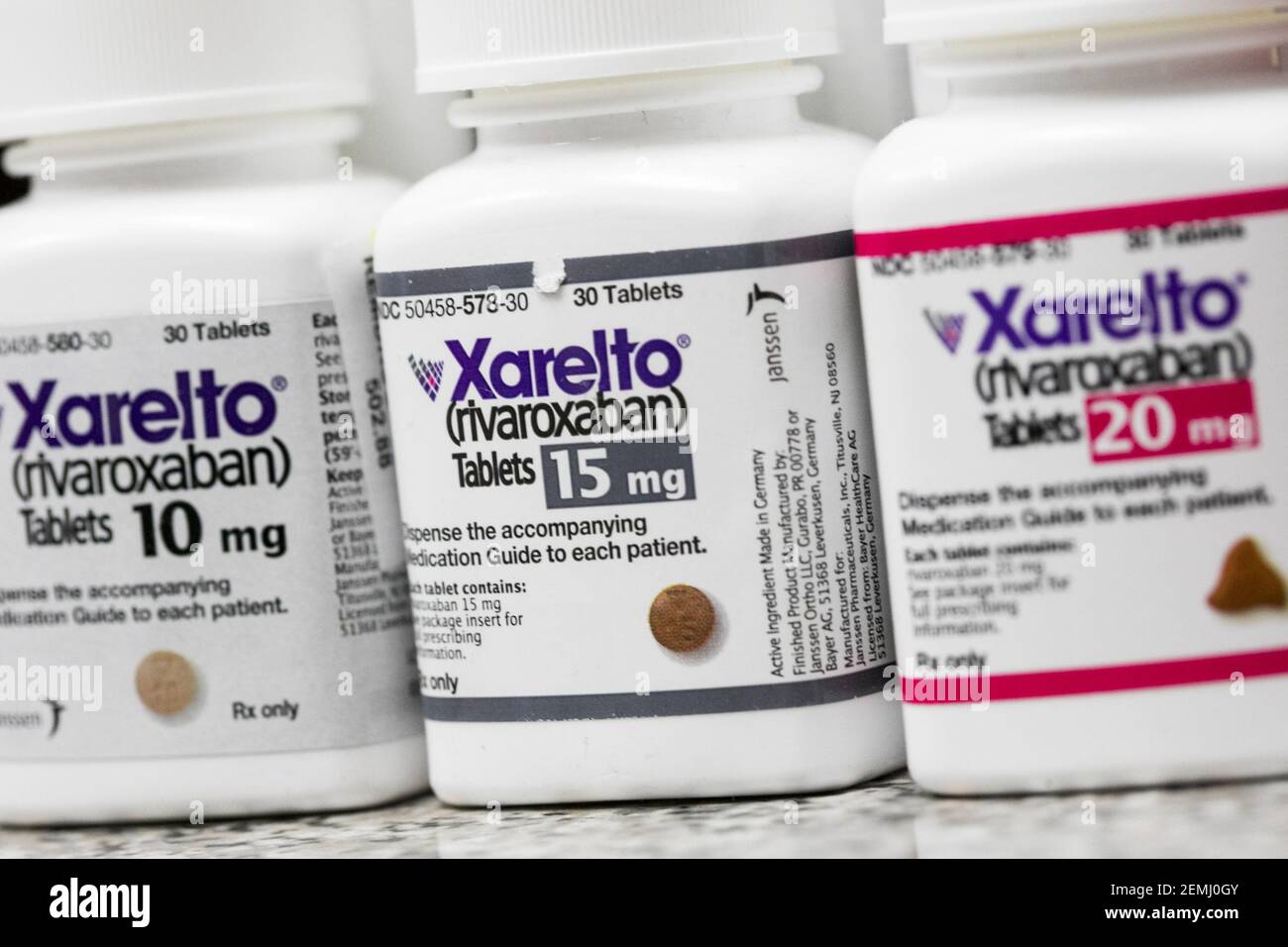 Bottles of Xarelto (Rivaroxaban) prescription pharmaceuticals ...