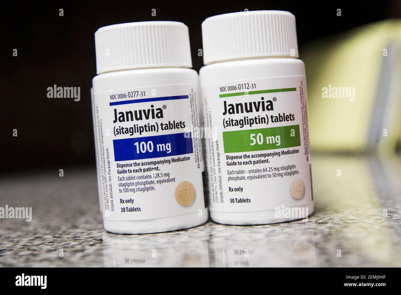 Bottles of Januvia (Sitagliptin) prescription pharmaceuticals ...