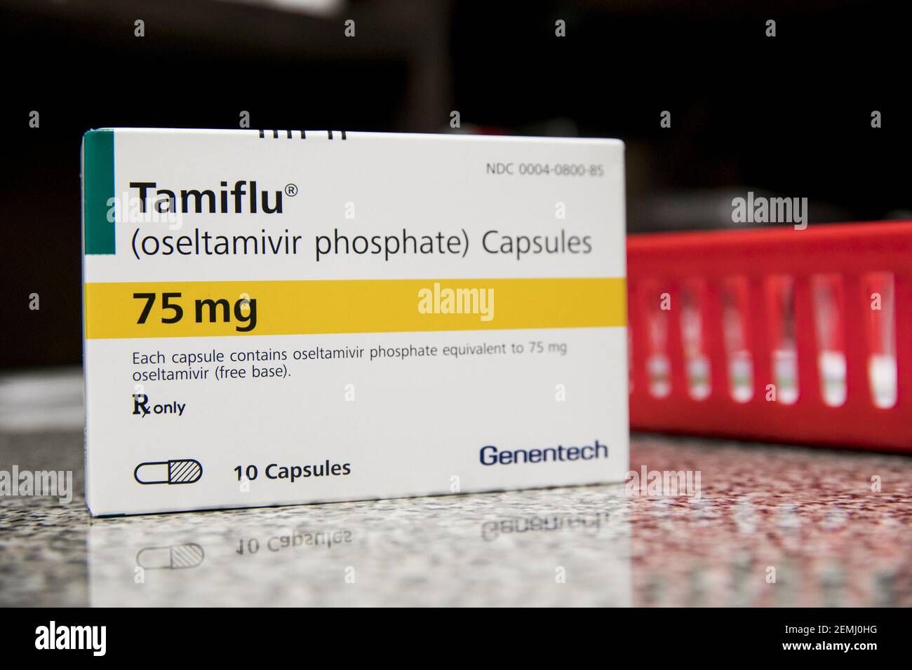 A package of Tamiflu (Oseltamivir) prescription pharmaceuticals ...