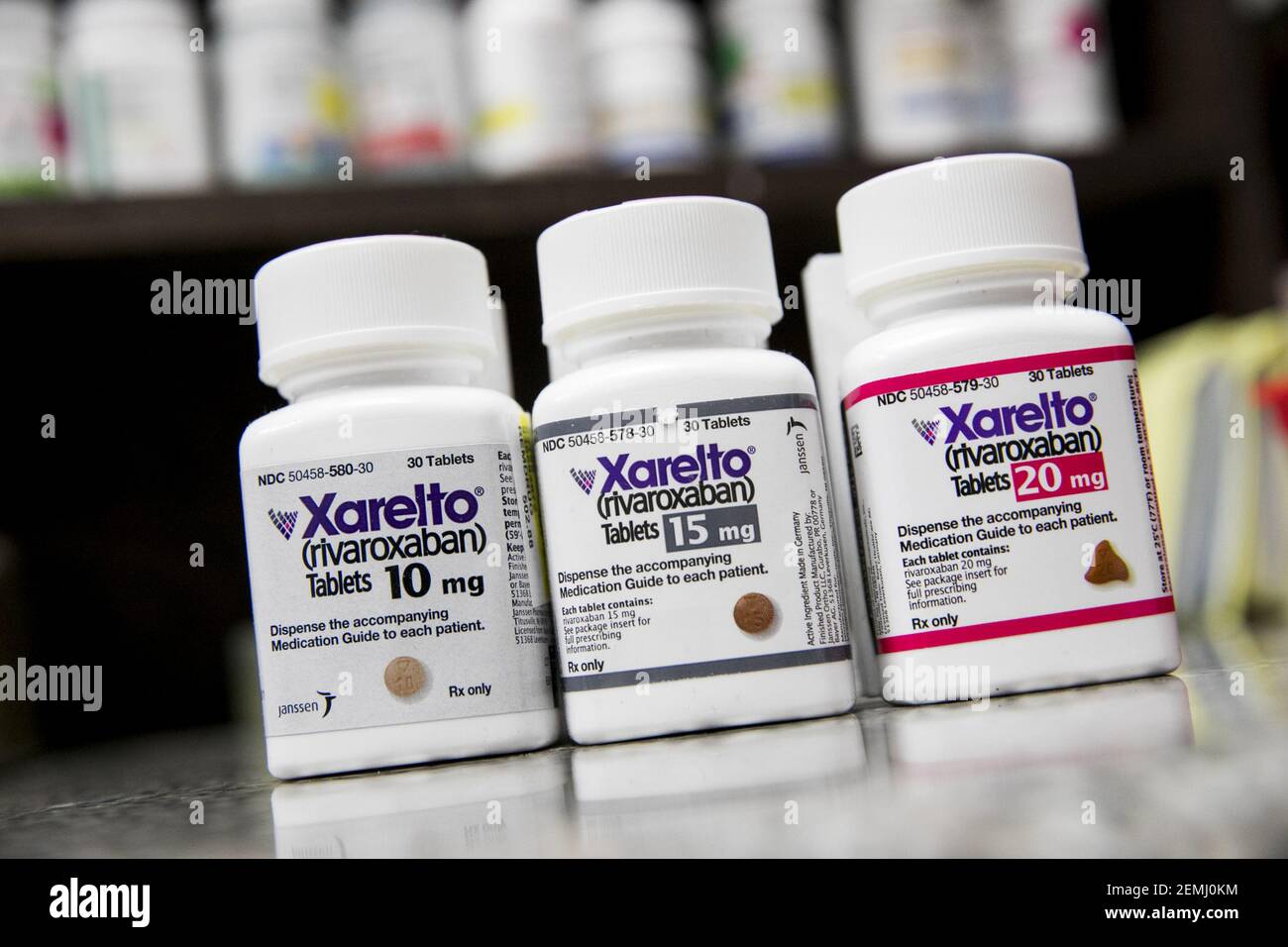 Bottles of Xarelto (Rivaroxaban) prescription pharmaceuticals ...
