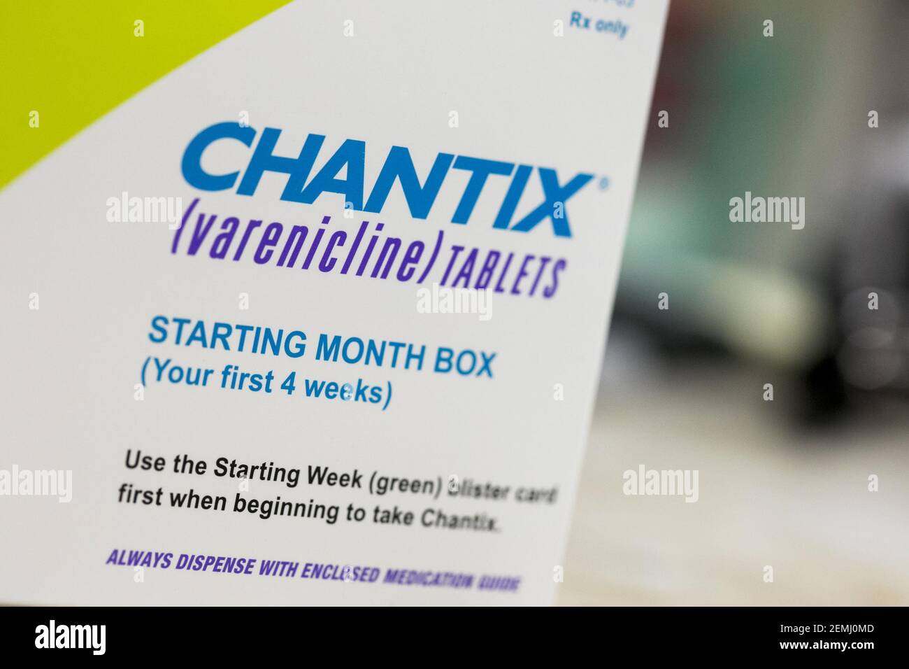 A box of Chantix (varenicline) prescription pharmaceuticals ...
