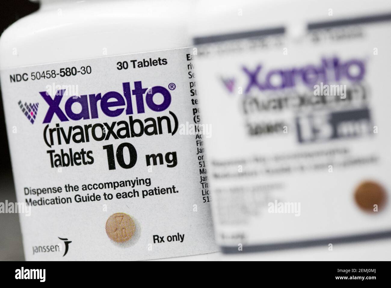 Bottles of Xarelto (Rivaroxaban) prescription pharmaceuticals ...