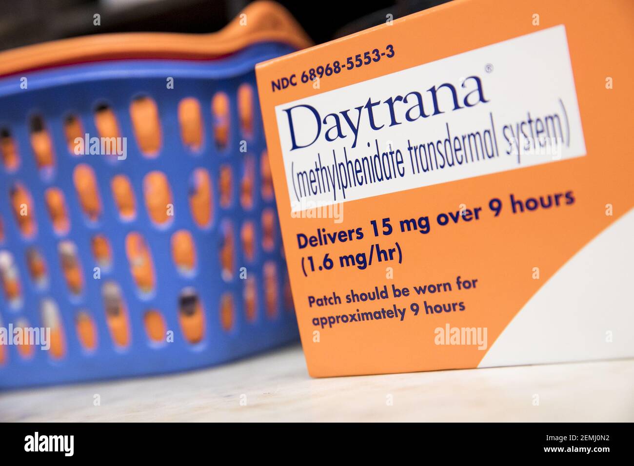 A package of Daytrana (Methylphenidate) prescription pharmaceuticals ...