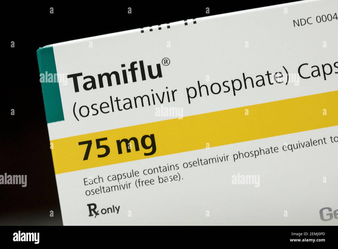 A package of Tamiflu (Oseltamivir) prescription pharmaceuticals ...