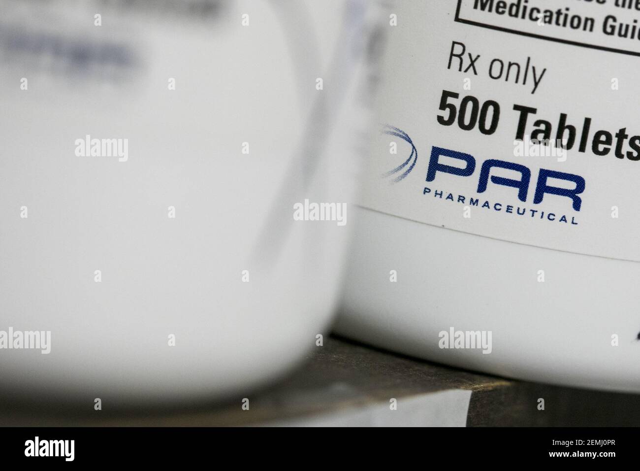 A Par Pharmaceutical logo is seen on prescription pharmaceutical ...