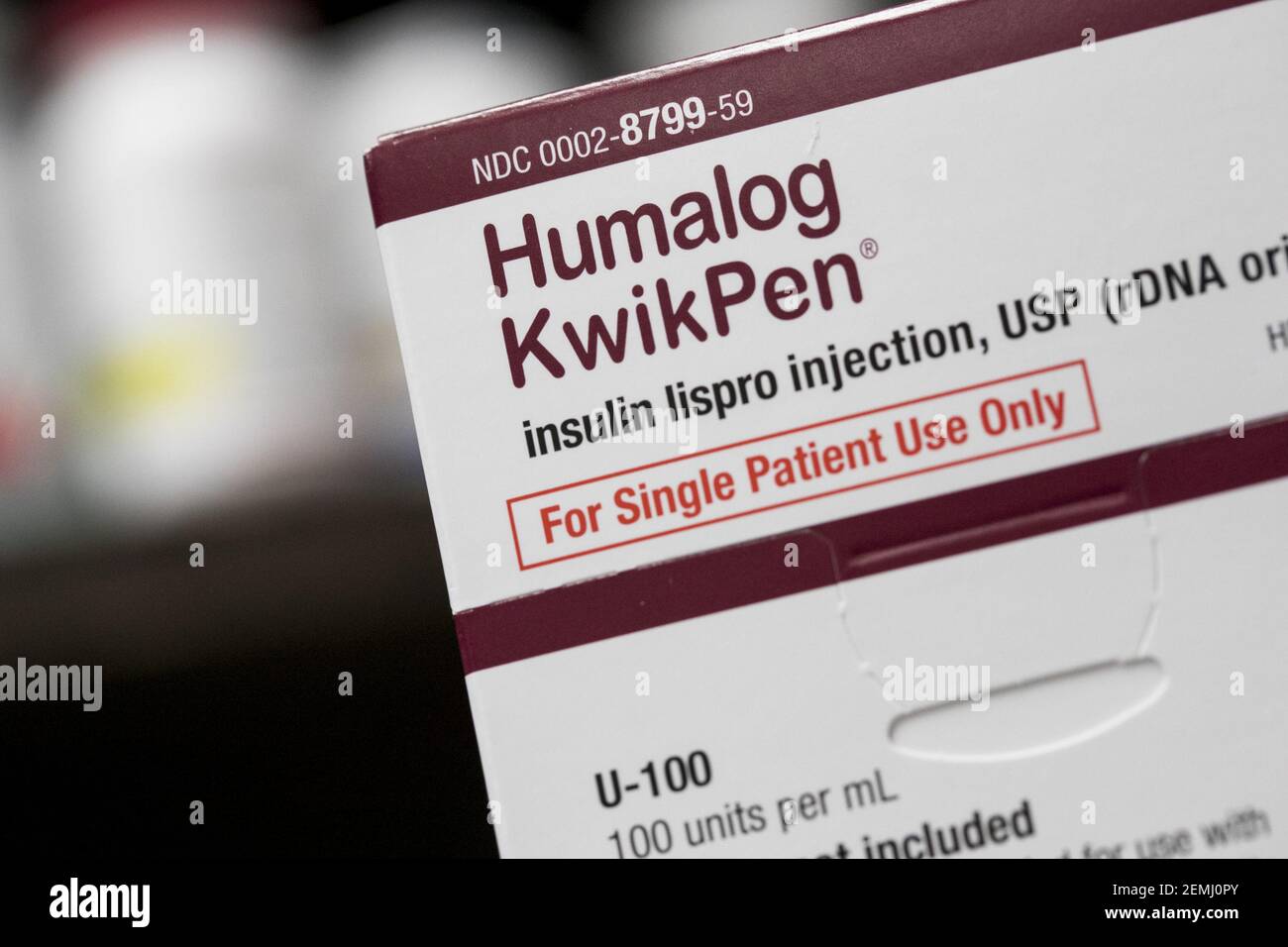A package of Humalog KwikPen insulin injectors photographed in a ...